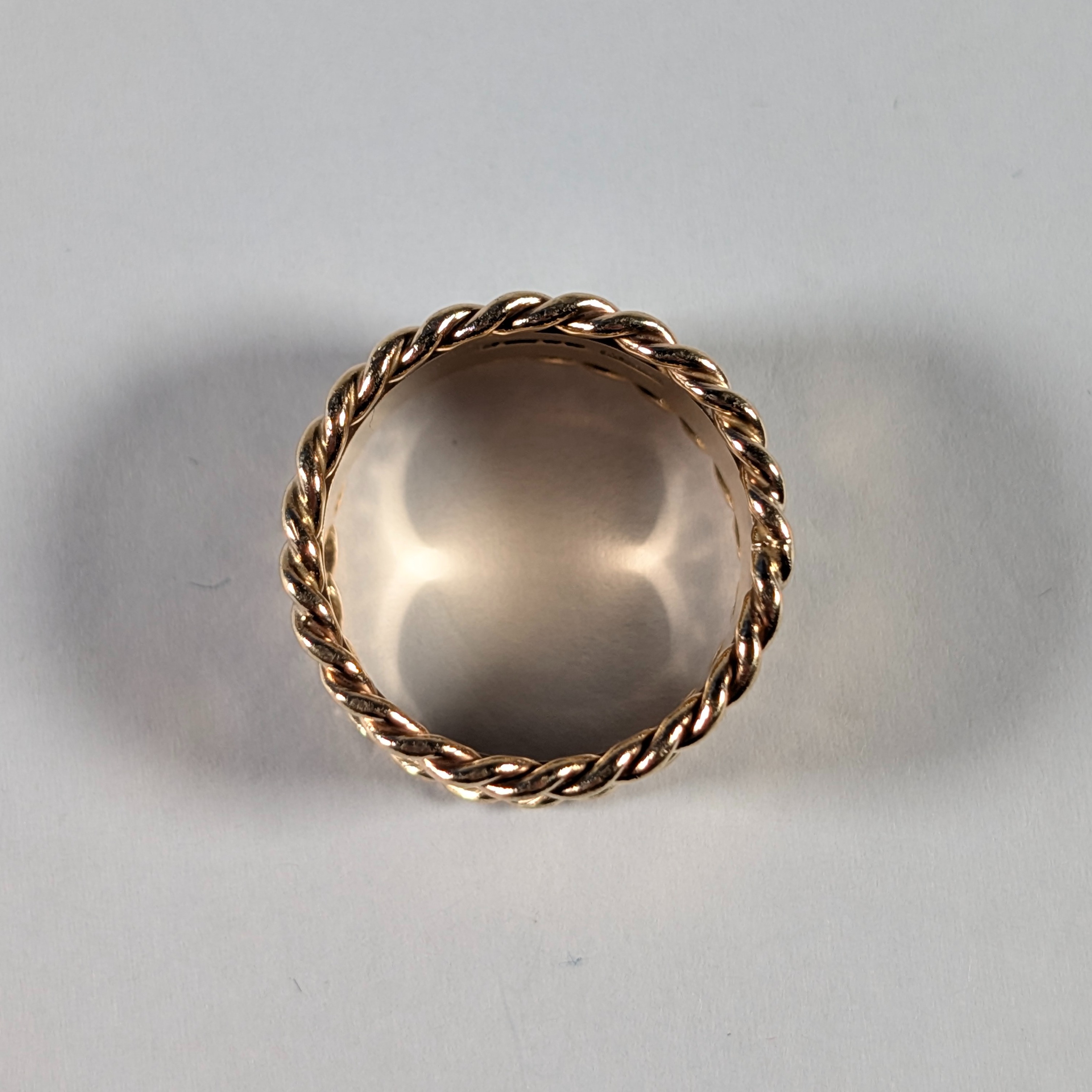 Pre-owned 9ct Gold Charity Wide Band Rope twisted Rim Ring Size M1/2 ...